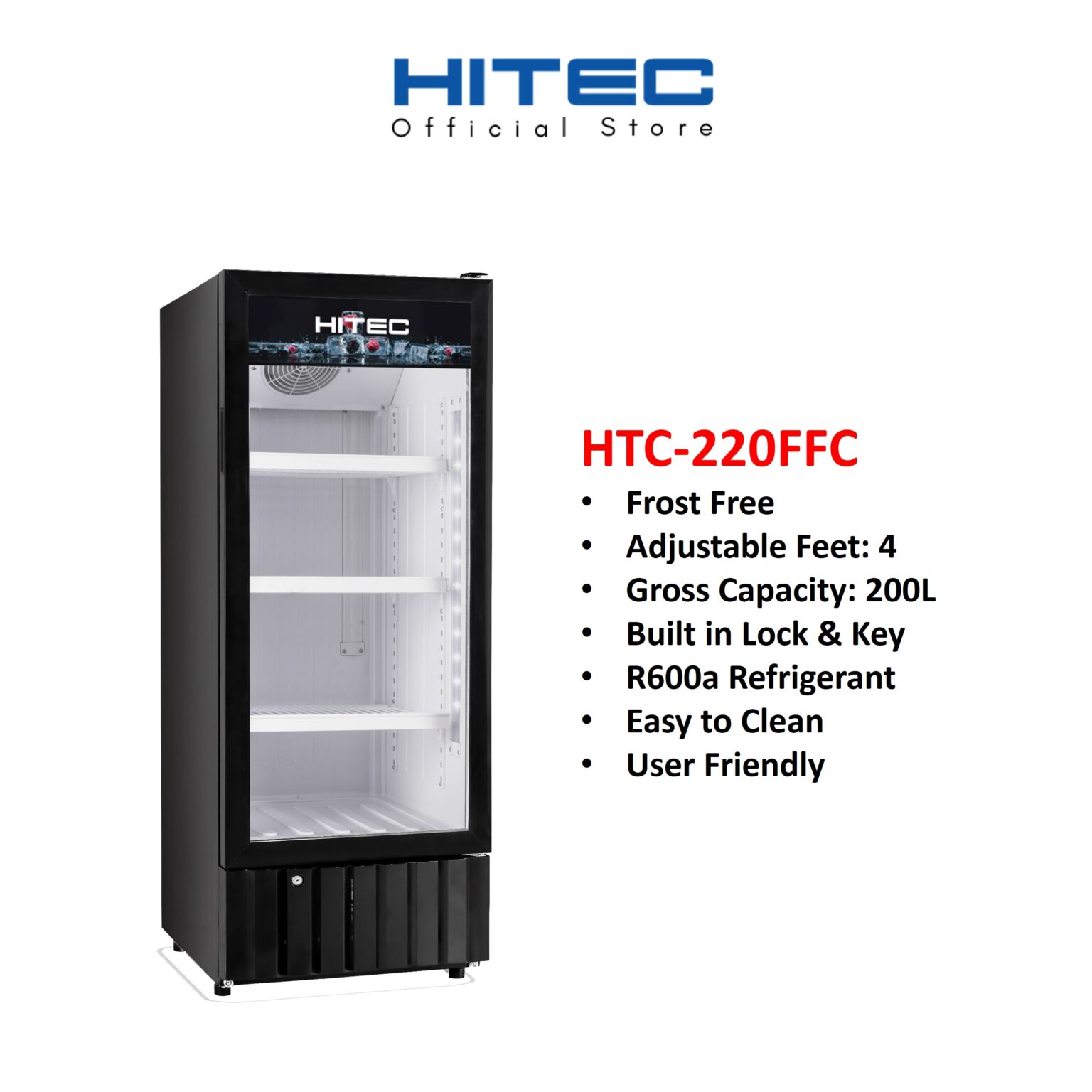 HITEC Chiller Display / Showcase 200L Frost Free HTC-220FFC - V-comm CE ...